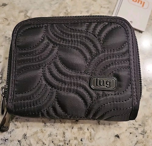 NWT ! Lug Splits Compact RFID Quilted Travel Wallet Black - Double ...