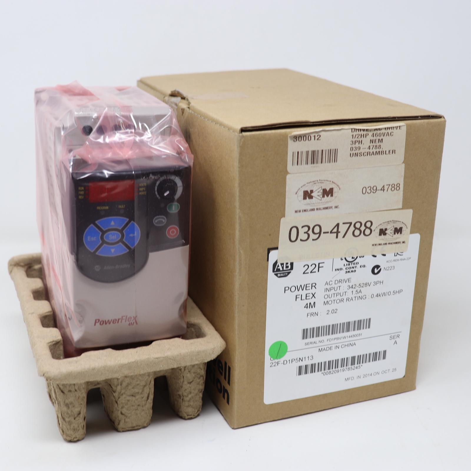 Allen-Bradley AB 22F-D1P5N113 /A PowerFlex 4M Drive 380-480V 3PH 1.5A 0 ...