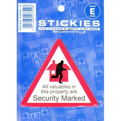 CASTLE PROMOTIONS Indoor Vinyl Sticker - Valuables Are Security Marked ...