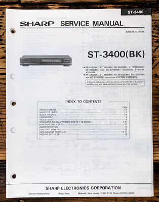 Sharp ST-3400 Tuner Service Manual *Original* | eBay
