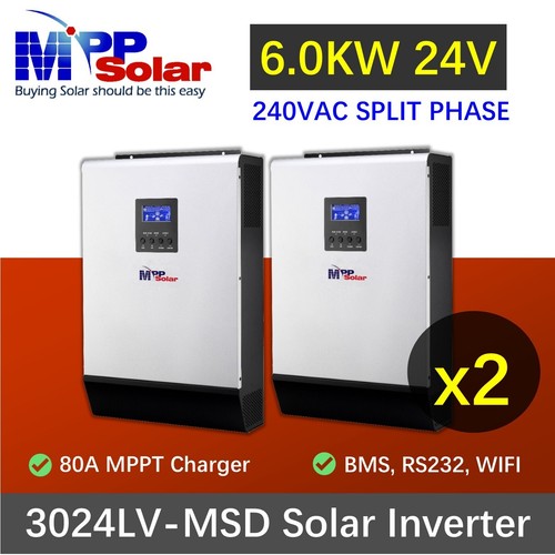 6kw 24v split phase MPP Solar pure sine wave solar inverter 80A MPPT ...