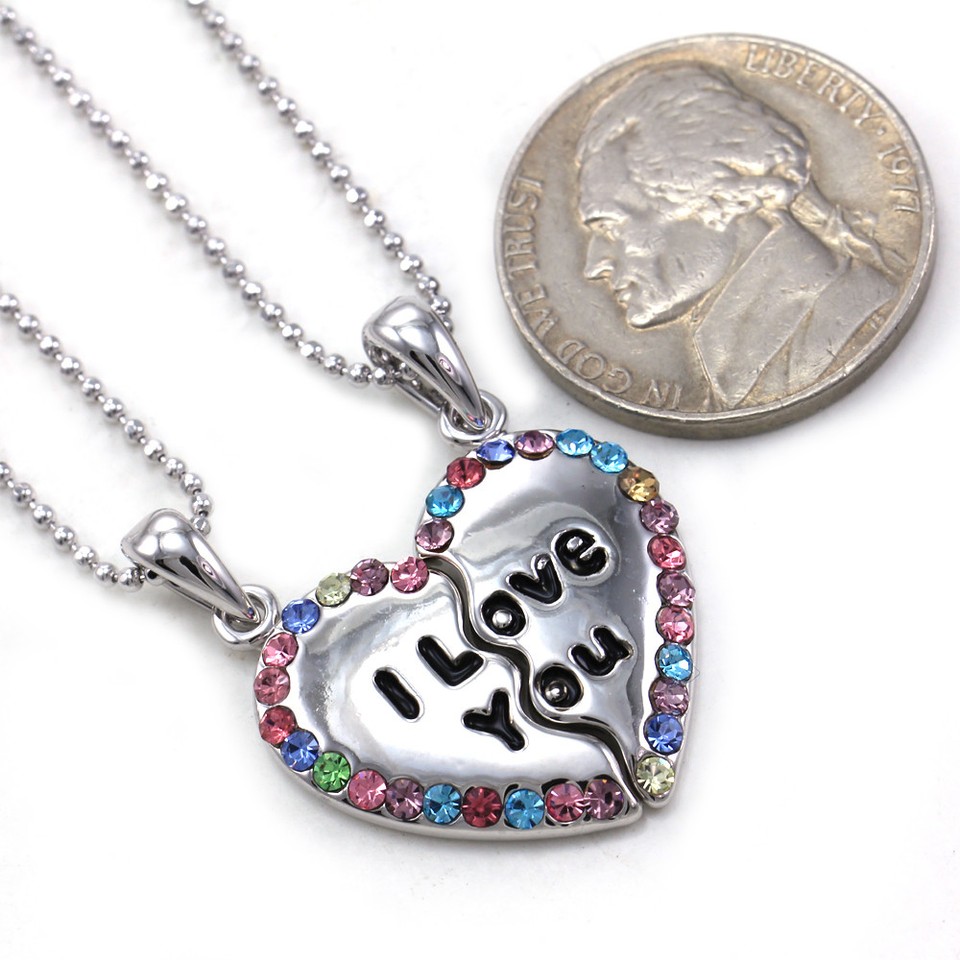 Multicolor Best Friend Forever BFF I Love You Heart Pendant Necklace ...
