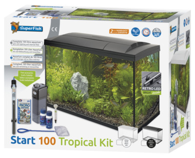 Superfish Start 100 Complete Tropical Aquarium Fish Tank Set 90L Black ...