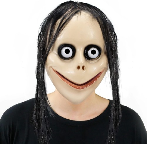 Halloween Costume Mask, Scary Momo Cosplay Mask with Long Hair, Clown ...