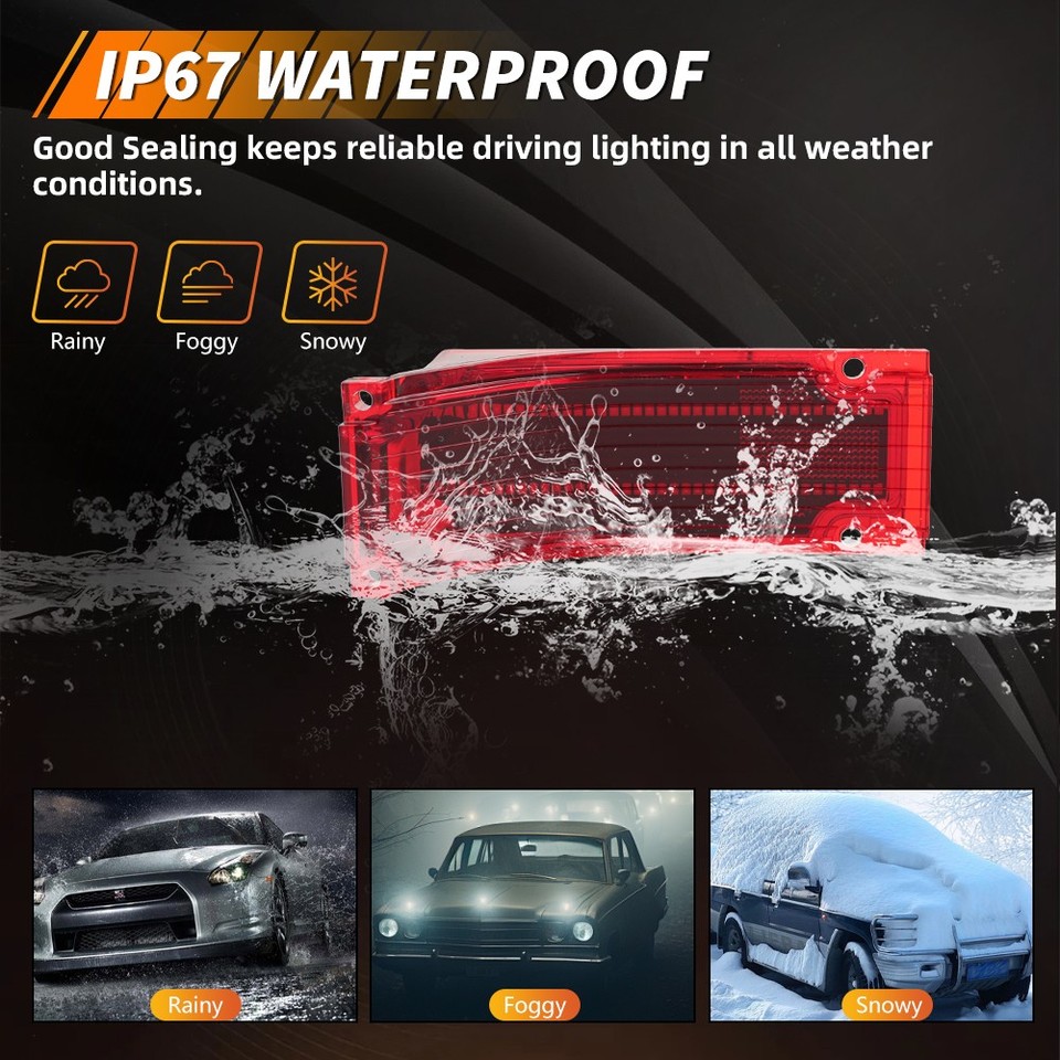 2X Full Red LED Tail Brake Light Lamp Lenses For 1966 Chevy Chevelle ...