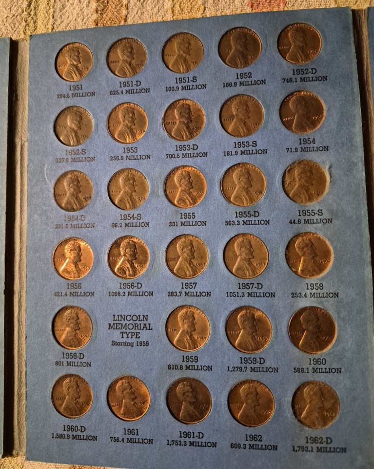 1941 - 1975 Lincoln Cent COMPLETE Set P D S Whitman Folder 89 Penny ...