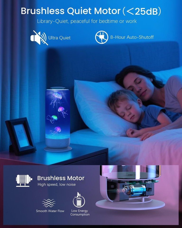 Jellyfish Lamp - 7 Color Changing LED Tank Aquarium Light, Mood Lamp ...