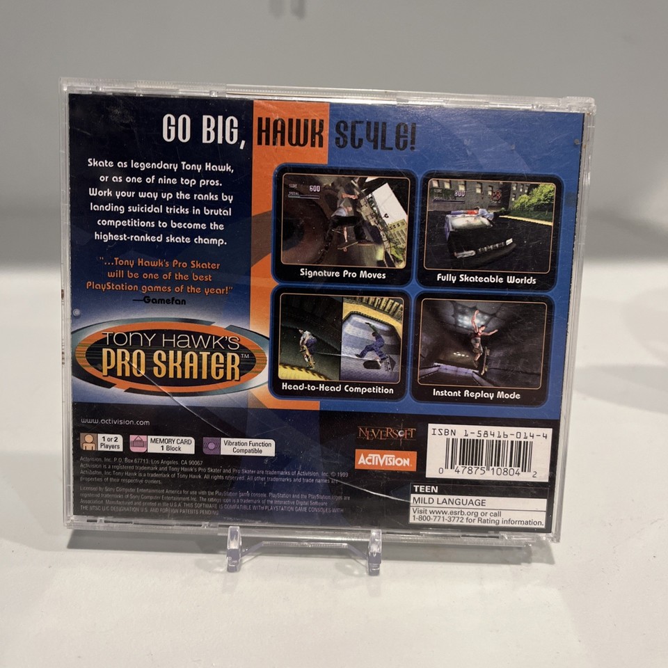 Tony Hawk’s Pro Skater PS1 Sony PlayStation Activision Skateboarding ...