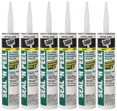 6 ~ DAP SEAL 'N PEEL Clear Polymer Door Siding Window Sealant Removable ...