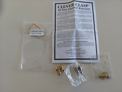 CLEVER CLASP MAGNETIC JEWELRY CLASP 2 GOLDTONE/2 SILVERTONE W 2NECKLACE ...