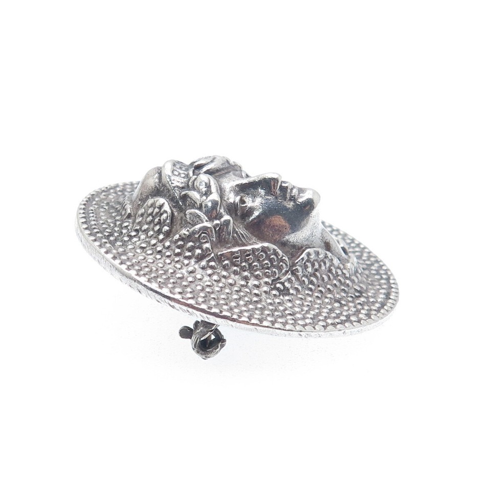 925 Sterling & 900 Coin Silver Antique One Morgan Dollar Repousse Pin ...