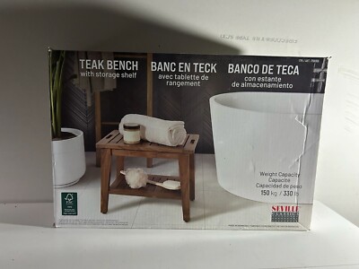 Seville Classics 100% FSC Teak Wood Shower Bench Stool 21x14x17 NEW | eBay