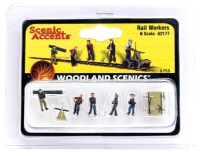 N Scale Woodland Scenics A2177 Rail Workers w/Handcar Figures (8) pcs ...