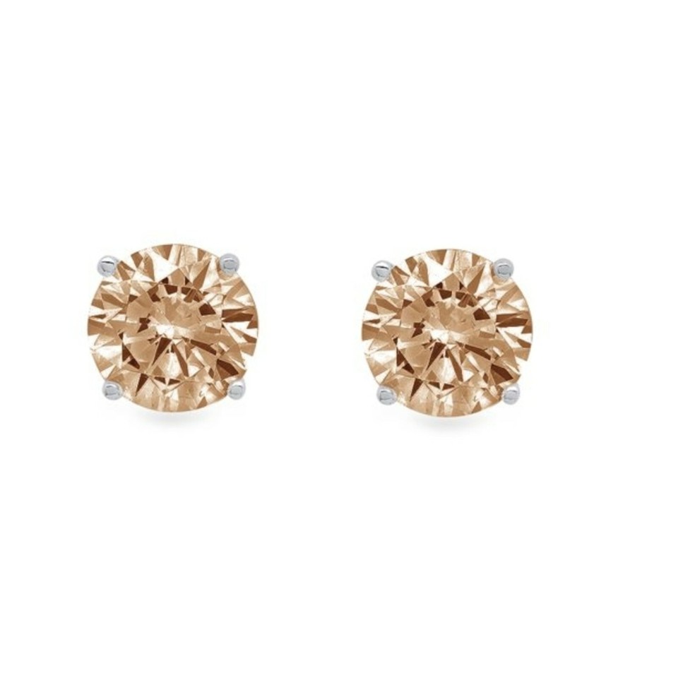.25 ct. Champagne Lab-Created Diamond Stud Earrings in Sterling Silver ...