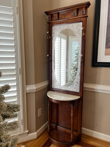 Vintage Pulaski Hall Tree with Mirror and Marble Top | eBay