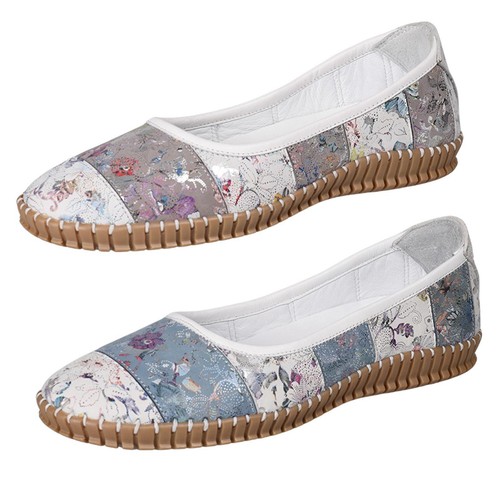 Women Slip on Casual Leather Softie Flat Pump Comfort Padded Ballerina ...