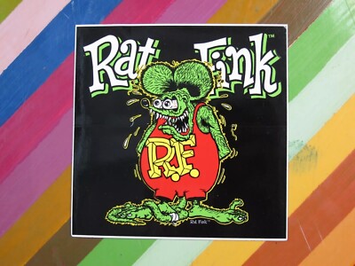 vtg 1980s Kustom Kulture Big Daddy Ed Roth sticker decal Rat Fink Black ...