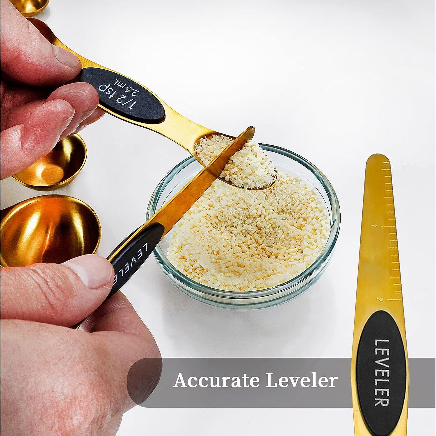 8PC Magnetic Dual Side Measuring Spoon Set w Leveler Stainless Steel ...