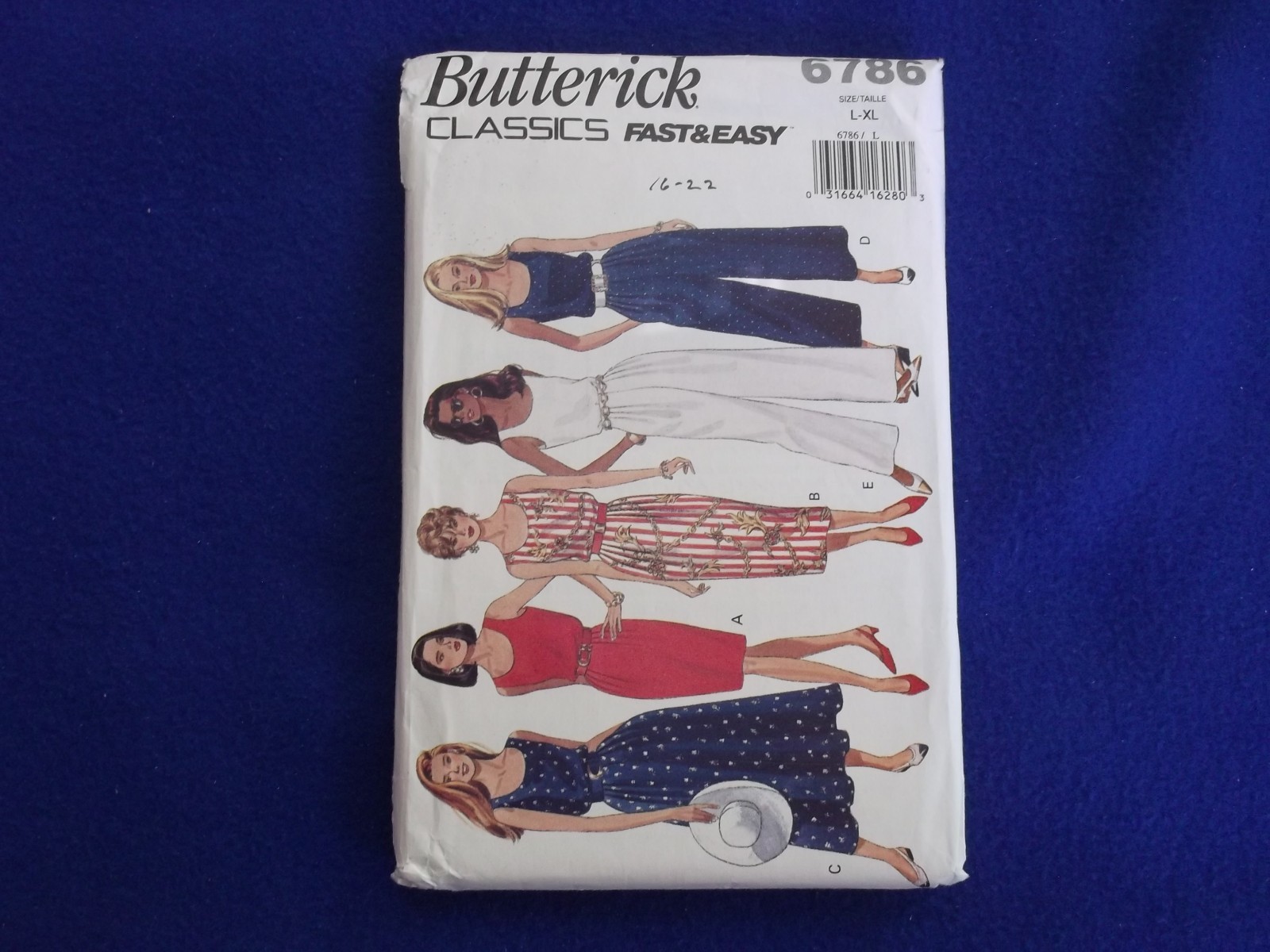 Butterick 3314 Pajamas Pants Shorts Top Pattern Plus Size 16 - 22 for ...