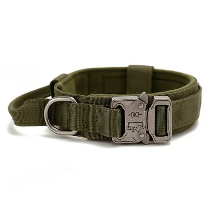 Dog Collar Military Tactical Nylon Adjustable Duty Metal Handle ...