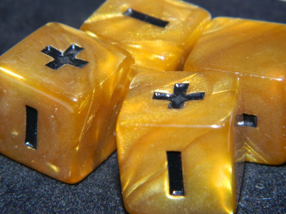 New Wiz Dice 4 Piece Fudge Dice Set Mountain Heart With Dice Bag RPG ...