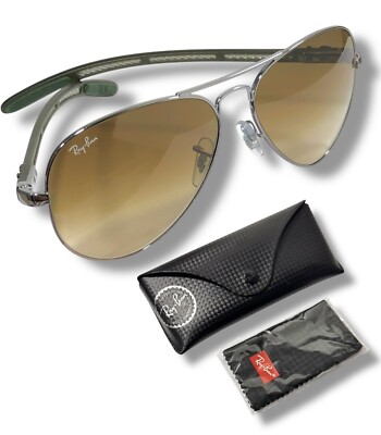 Ray Ban RB8307 004/51 Aviator Tech Carbon Fibre Silver Sunglasses 58 ...