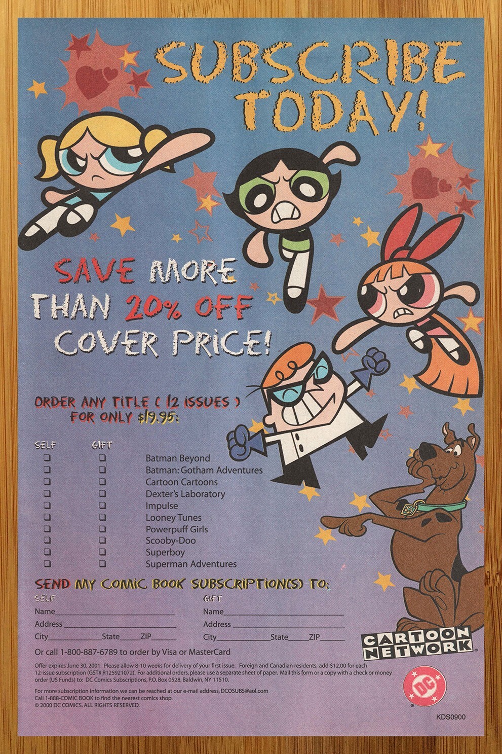 2001 DC Comics/Cartoon Network Print Ad/Poster Powerpuff Girls Dexter's ...