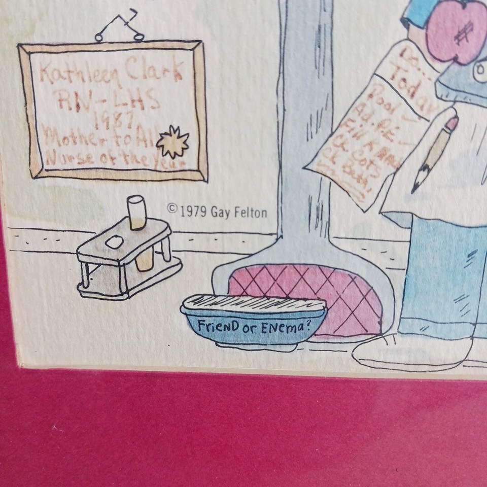 NURSES VTG 1979 Gay Felton CREED HERO LOVE RN Watercolor Print Framed ...