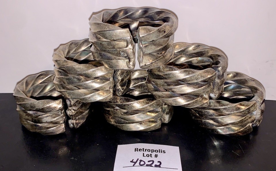 6 Silver Tone Rope Twist Napkin Rings Vintage | eBay