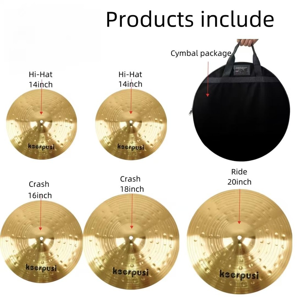 Cymbal Pack Alloy Cymbals Drum Cymbal Set 14"/16"/18"/20" Plus Free ...