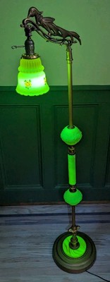 Uranium Glass Bridge Lamp "The Fenton Phoenix" With Uranium Shade | eBay