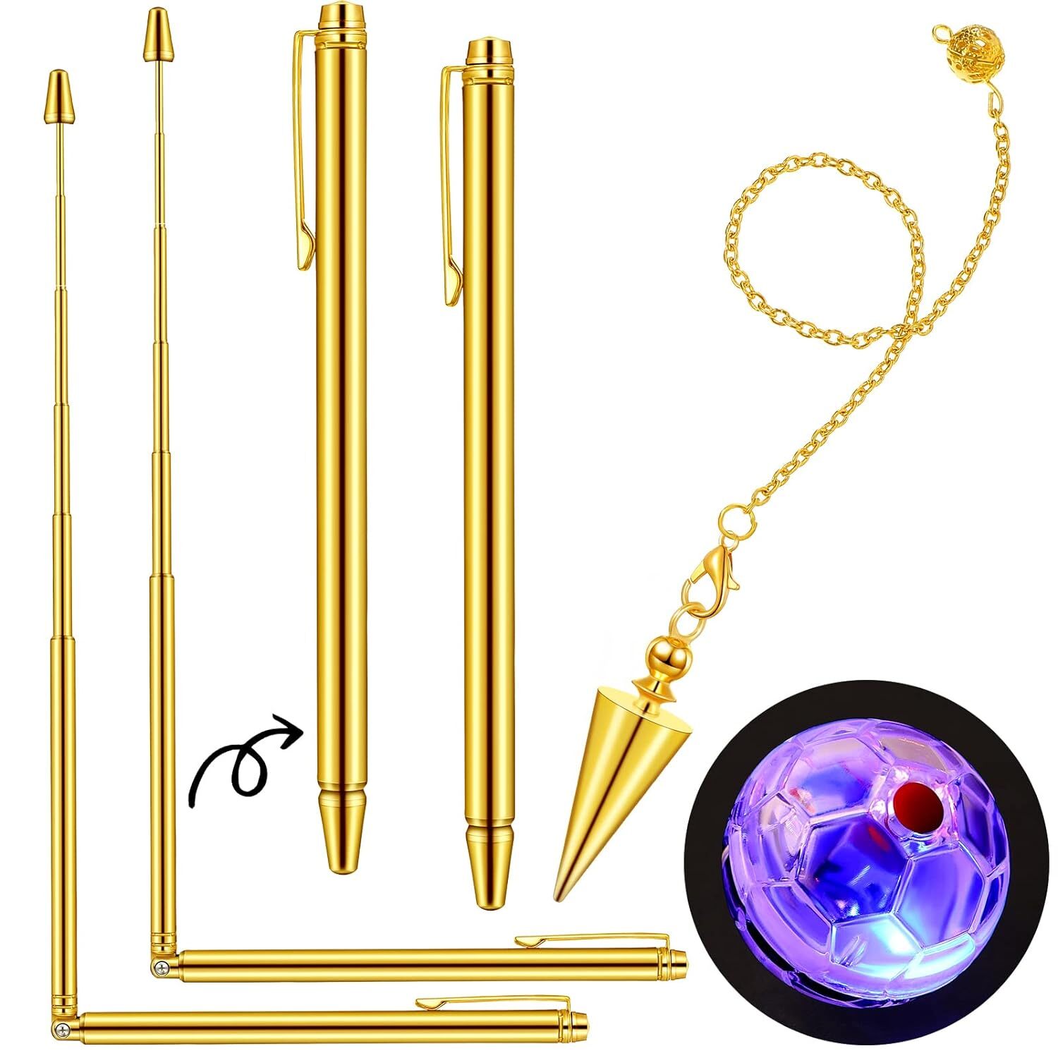 4 Pcs Ghost Hunting Dowsing Rods Copper Set Pen Shaped Gold Spirit Rods ...