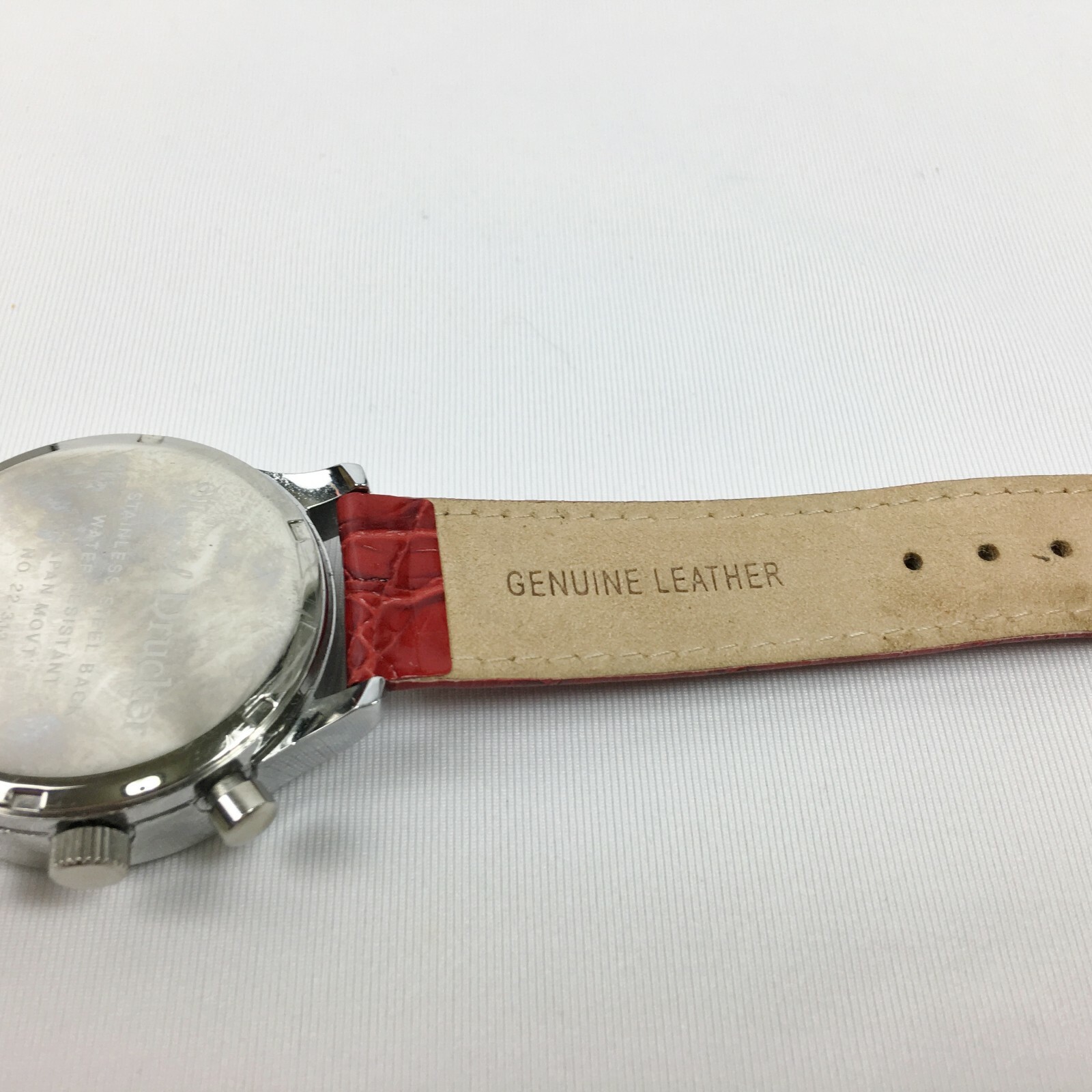 Marcel Drucker Collection Silver Tone Chronograph Black Dial Red Strap ...