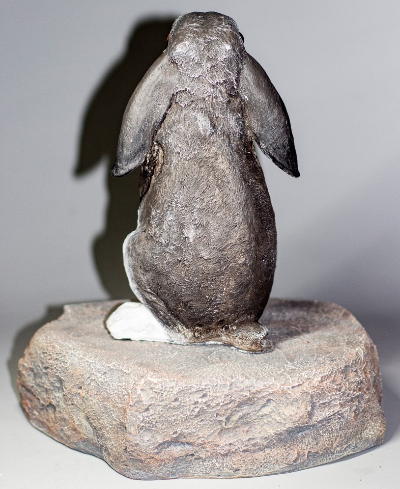 Black Lop Eared Rabbit Cremation Urn Pet Memorial Stone Statue Bunny ...