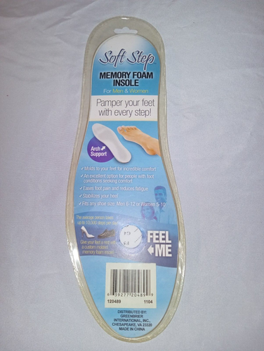 SOFT STEP Memory Foam Insoles Inserts Pads for Sports Shoes Women Men ...