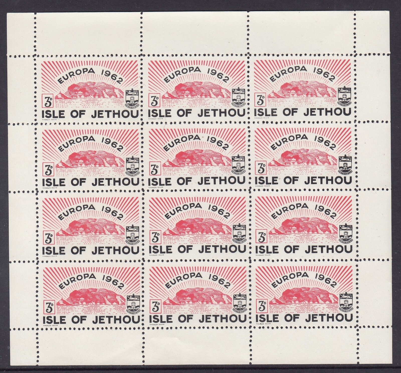 ISLE OF JETHOU (GUERNSEY, Locals, Cinderellas) 1962 EUROPA 3d MUH Sheet ...