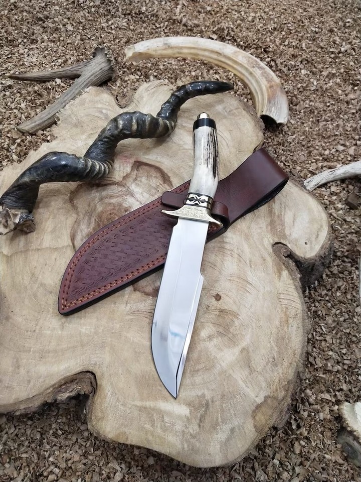 Custom Handmade Antler Handle Hunting Knife, Birthday Gift, Gift knife ...