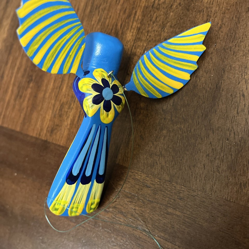 Wood Hummingbird Oaxacan Carving Oaxaca Mexico Ornament New Blue Large ...