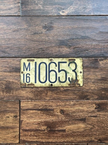 Original 1916 MA Massachusetts Motorcycle License Plate #10653 NO ...