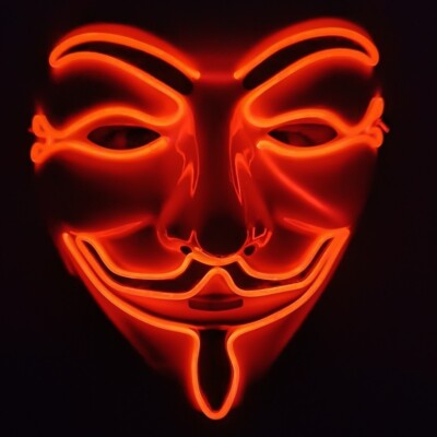 LED MASK Anonymous hacker 3 Modes RED VENDETTA MASK Halloween mask ...