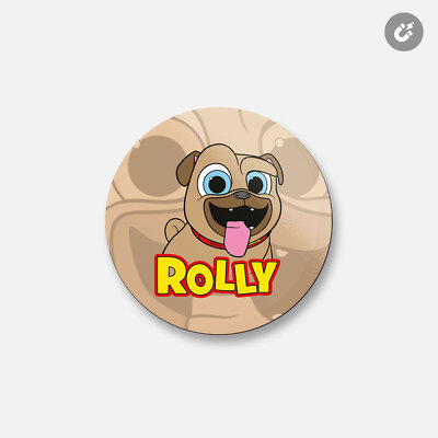 Puppy Dog Pals Cartoon Rolly Head | 4'' X 4'' Round Decorative Magnet ...