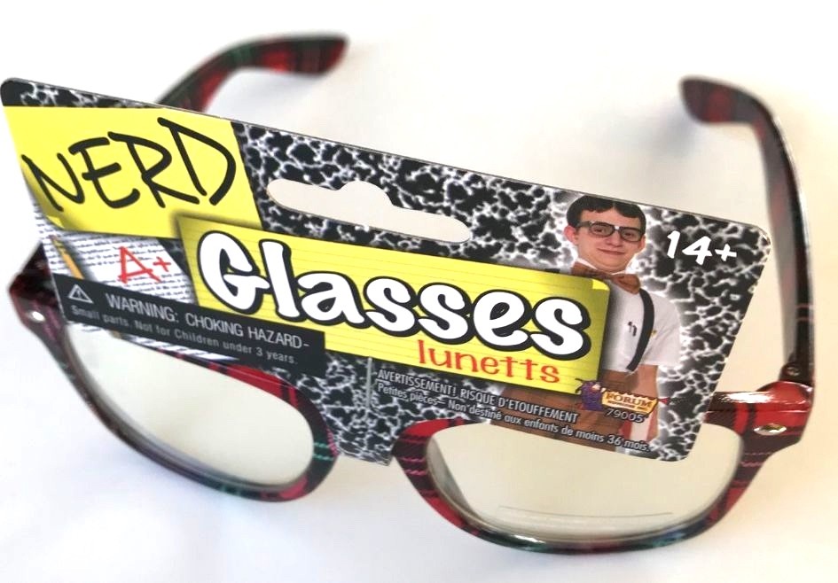 PLAID FUNNY NERD GEEK GLASSES Eye Dork Clear Lenses Joke Gag Toy ...