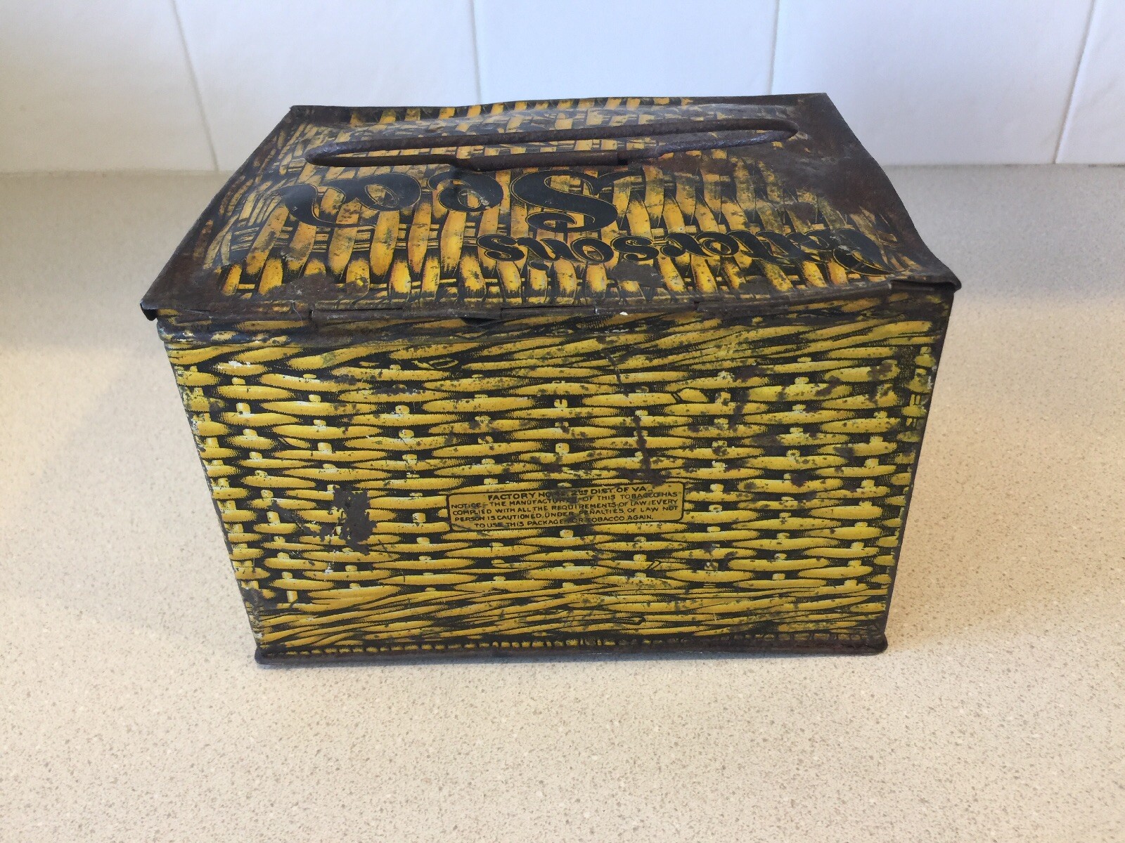 Antique RA Patterson Tobacco Company Richmond VA Tin Metal Tobacco Box ...