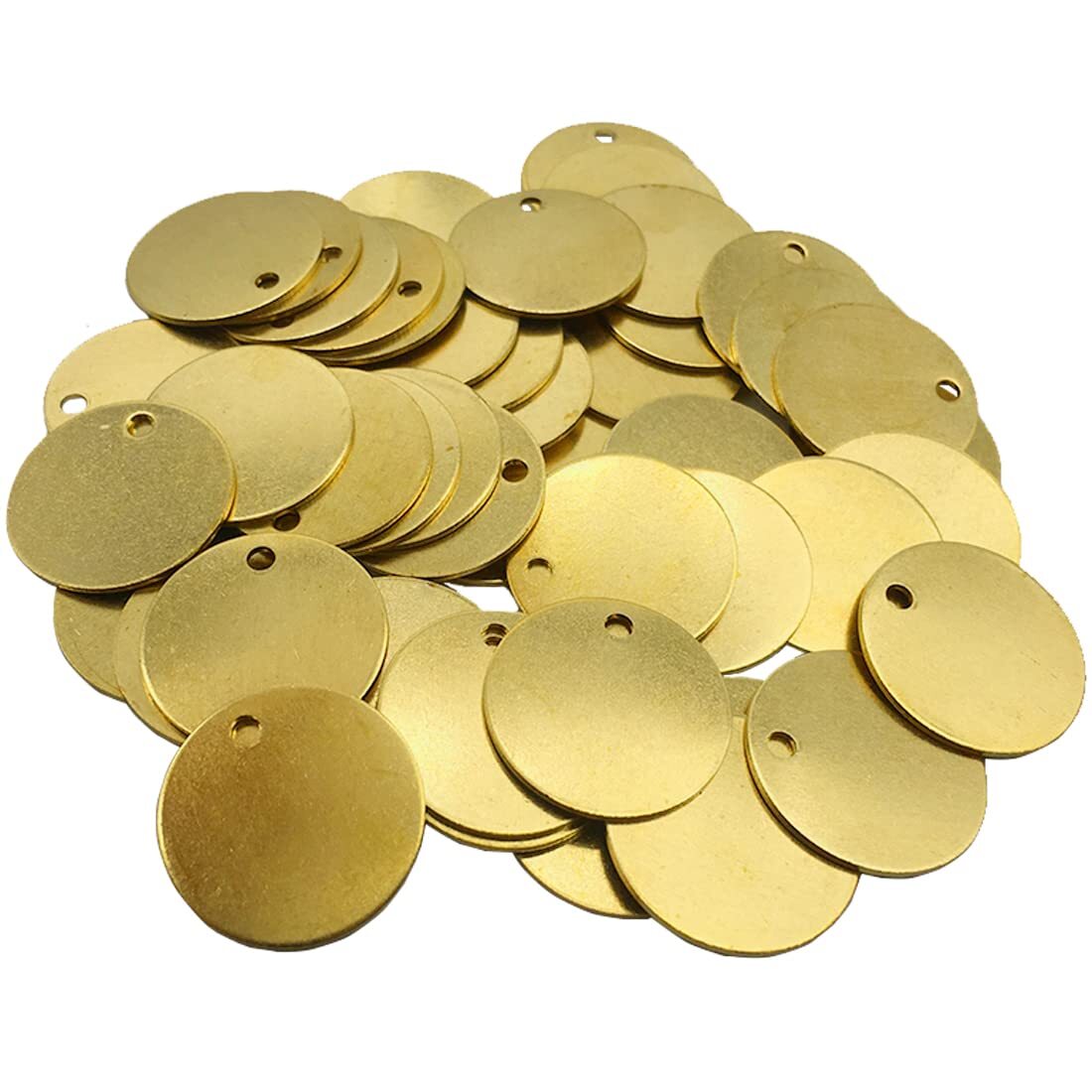 50 Pack 1 Inch Round Metal Brass Key Tags Engraving Blank Tags Stamp ...