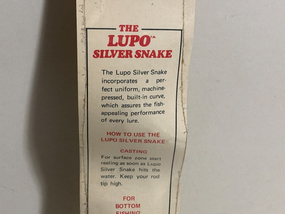 Vtg Lupo Tackle Fishing Lures Blue SILVER SNAKE 1.5 oz 9" Long Island ...