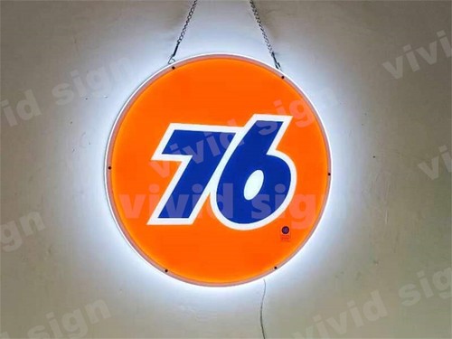16"x16" 76 Gasoline Gas Oil Fuel LED Lighted Sign 3D Vivid Print Neon ...