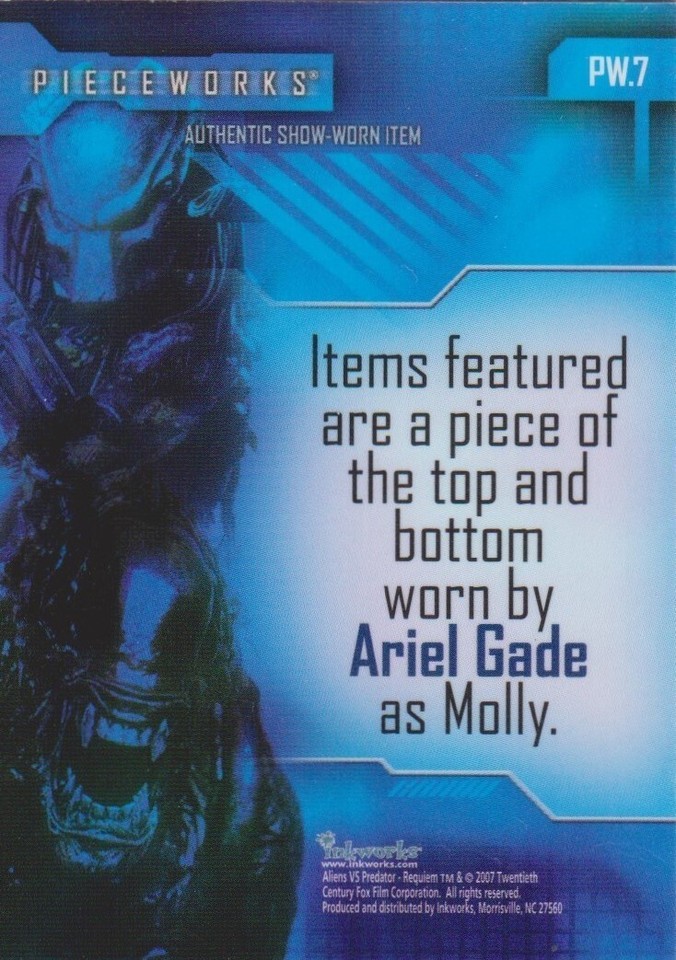 2007 ALIENS vs PREDATOR REQUIEM ARIEL GADE AS MOLLY DOUBLE PIECEWORKS ...