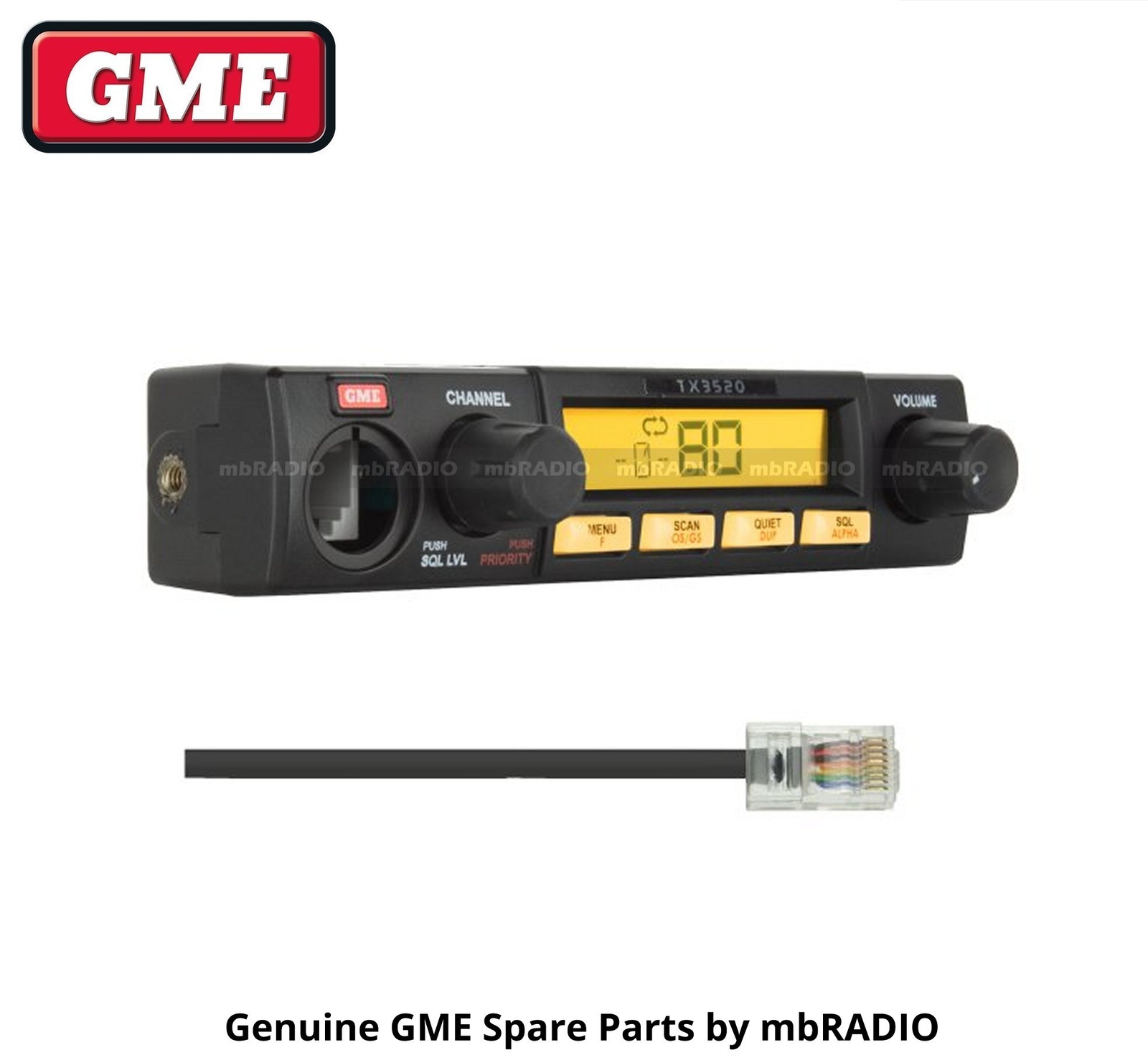 GME RM3520 REMOTE RADIO HEAD UNIT & CABLE FOR TX3420 & TX3520 ...