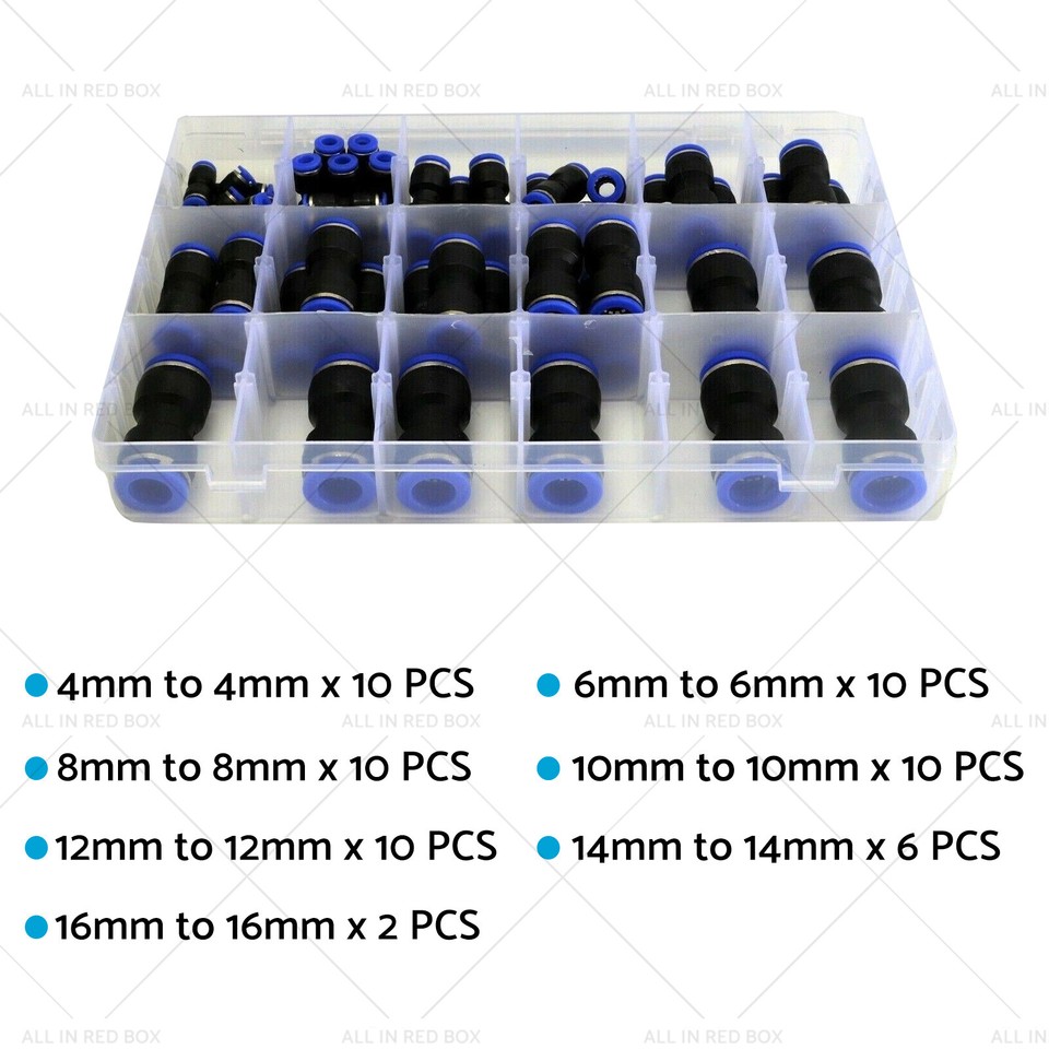 2 Box Air Line Coupler Push in Hose Joiner Metric Quick Connect Kit ...