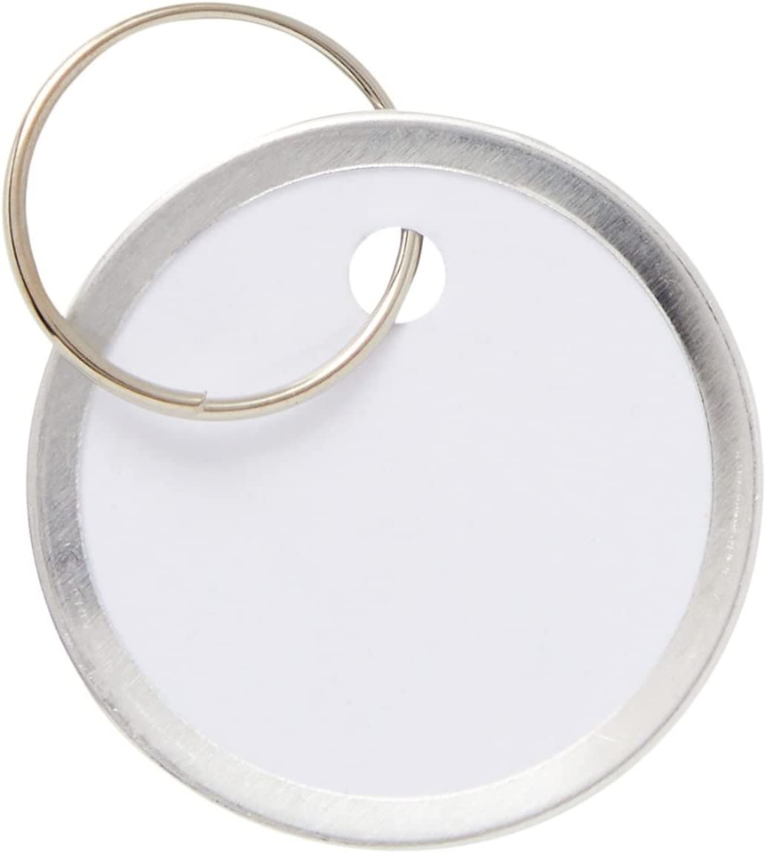 100-Pack Paper Key Tags with Metal Rings - 1.2 Inch round Rimmed Split ...